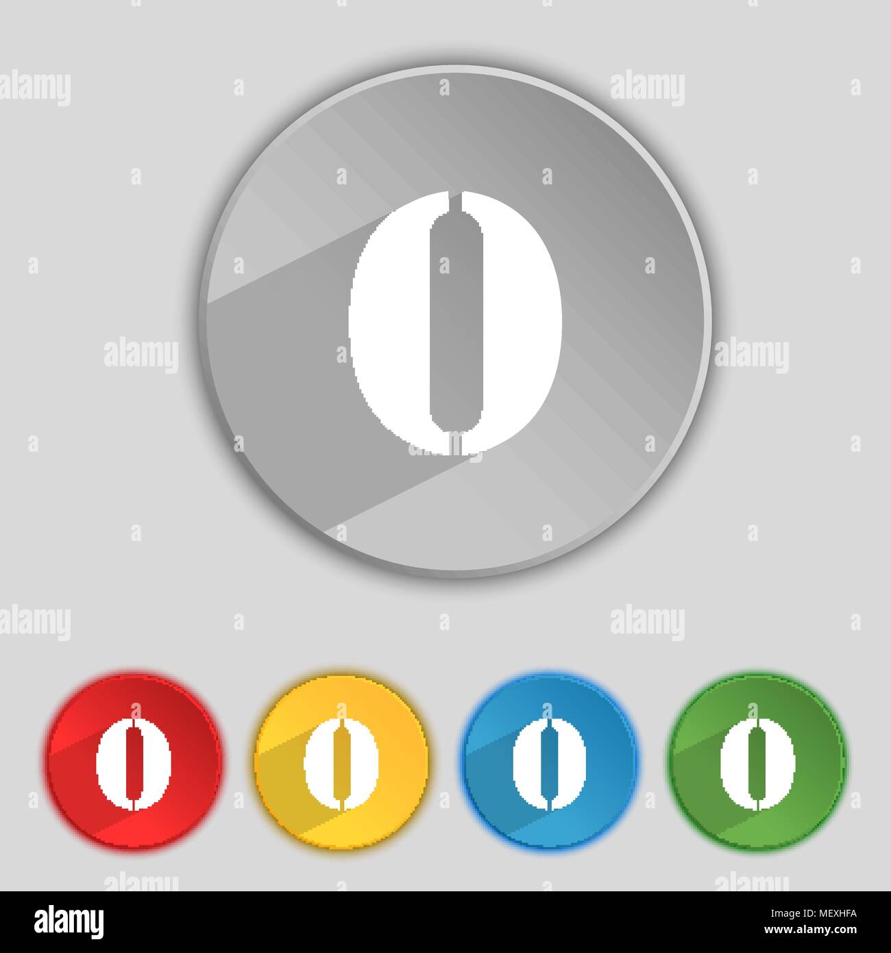 number zero icon sign. Set of coloured buttons. Vector illustration ...