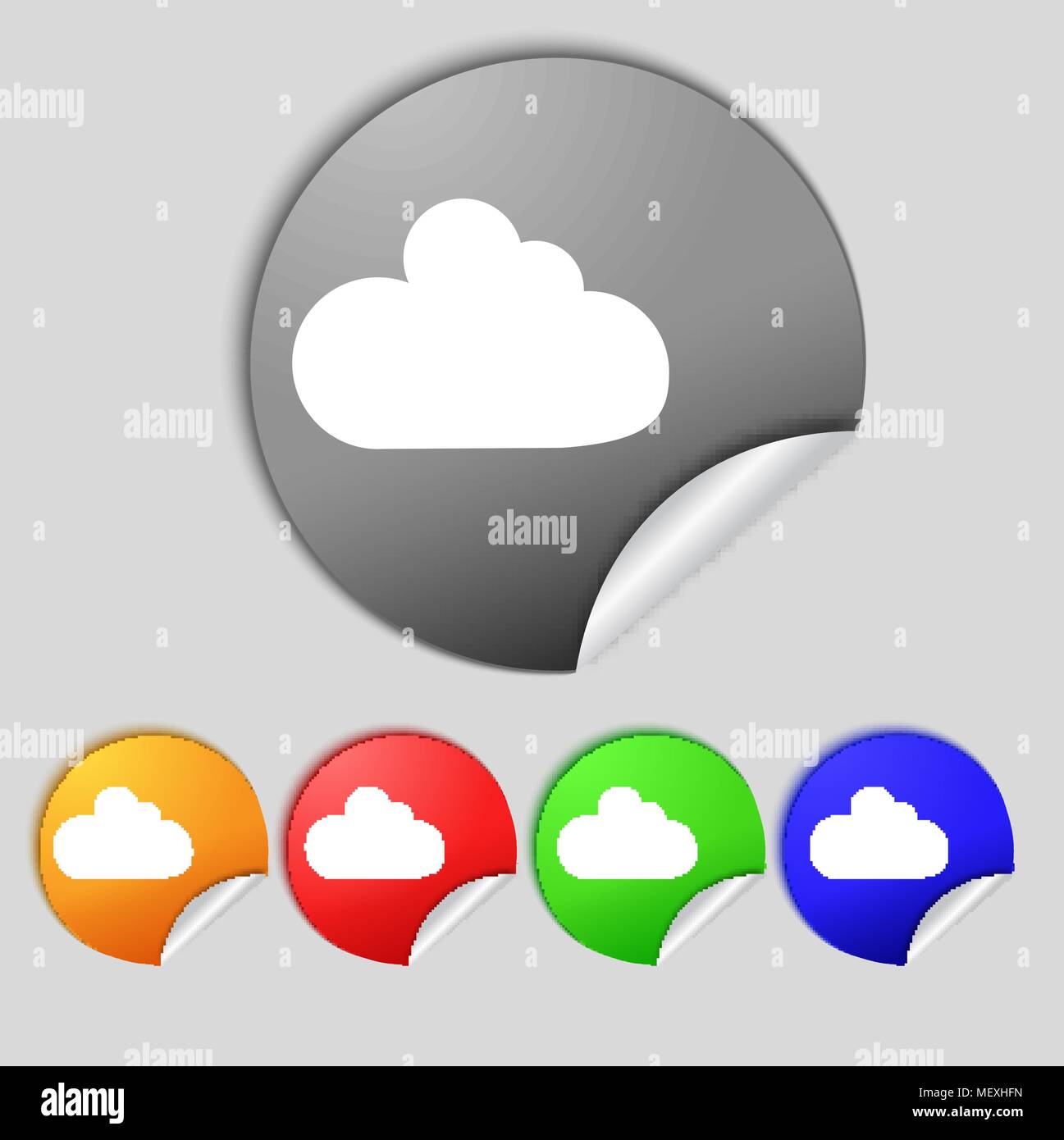Cloud sign icon. Data storage symbol. Set colourful buttons. Vector ...