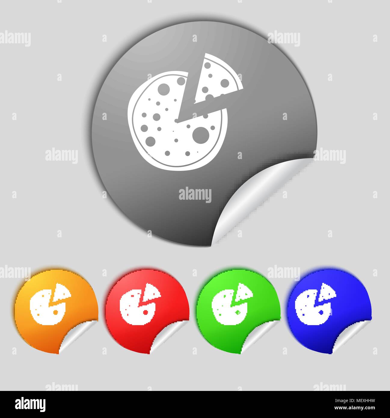 Pizza Icon. Set colourful buttons sign. Vector illustration Stock ...