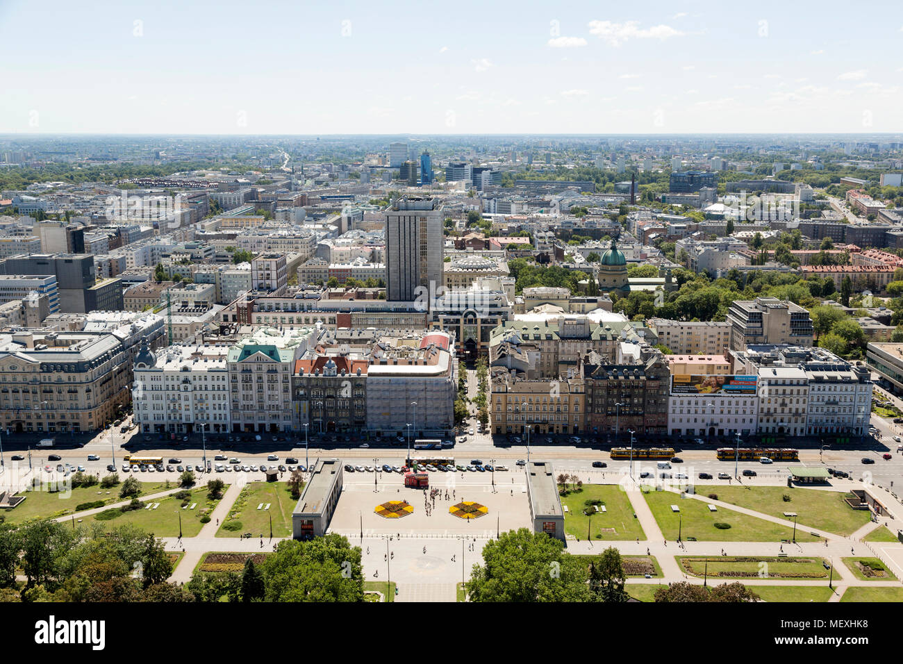 Warsaw, Poland, July 21 2016: Aerial view of city center and urban ...