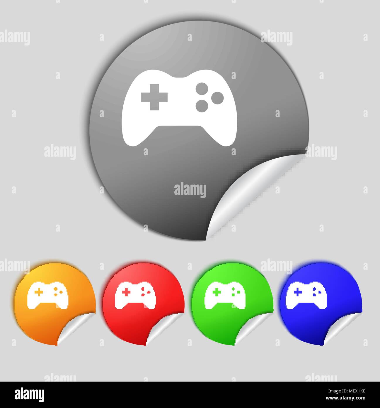 Joystick sign icon. Video game symbol. Set colourful buttons. Vector ...