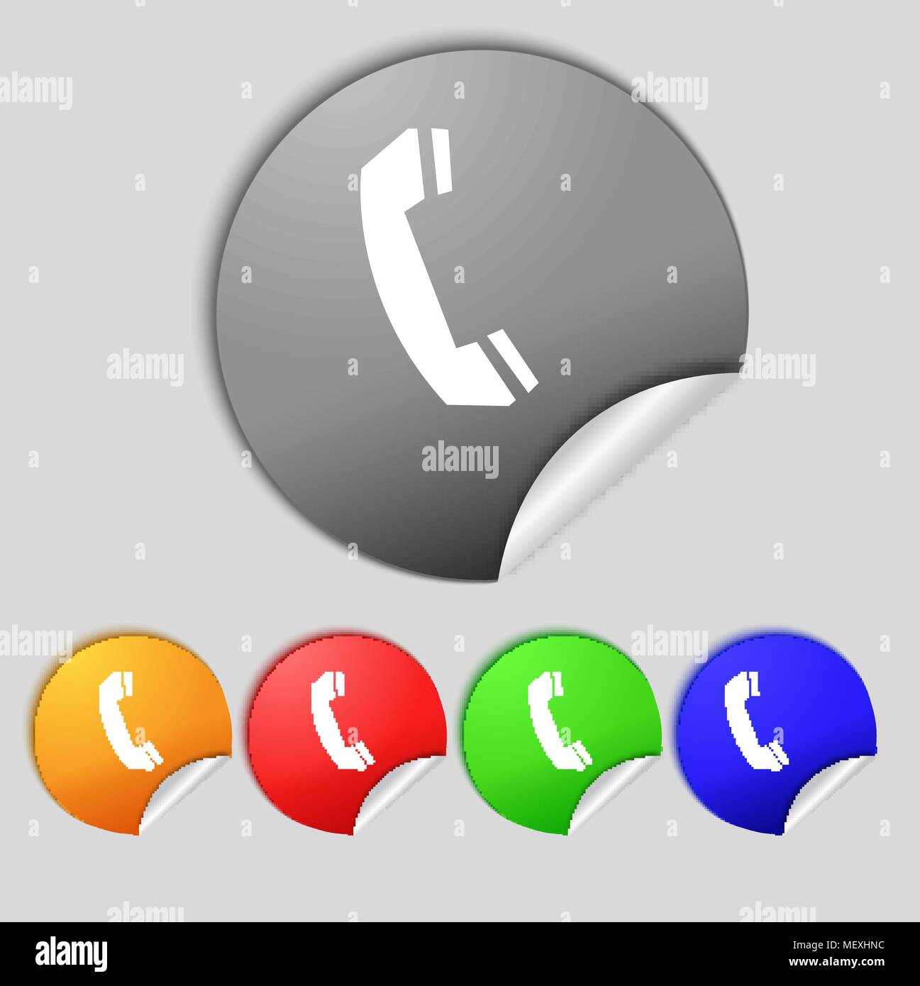 Phone sign icon. Support symbol. Call center. Set colourful buttons ...