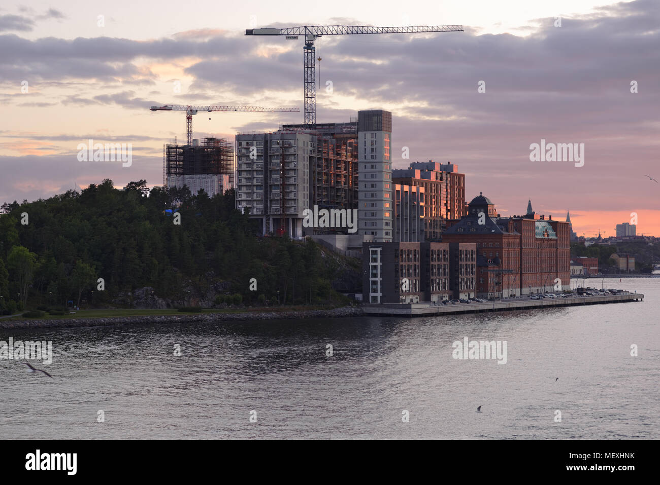 Stockholm, Sweden - August 20, 2017: New residential buildings in Nacka ...