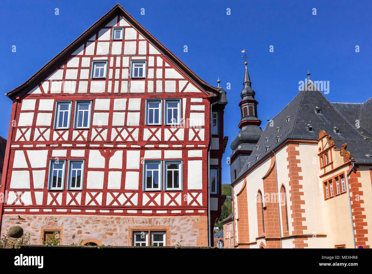 historic town centre of Büdingen, Hesse, Germany, Europe, with half ...