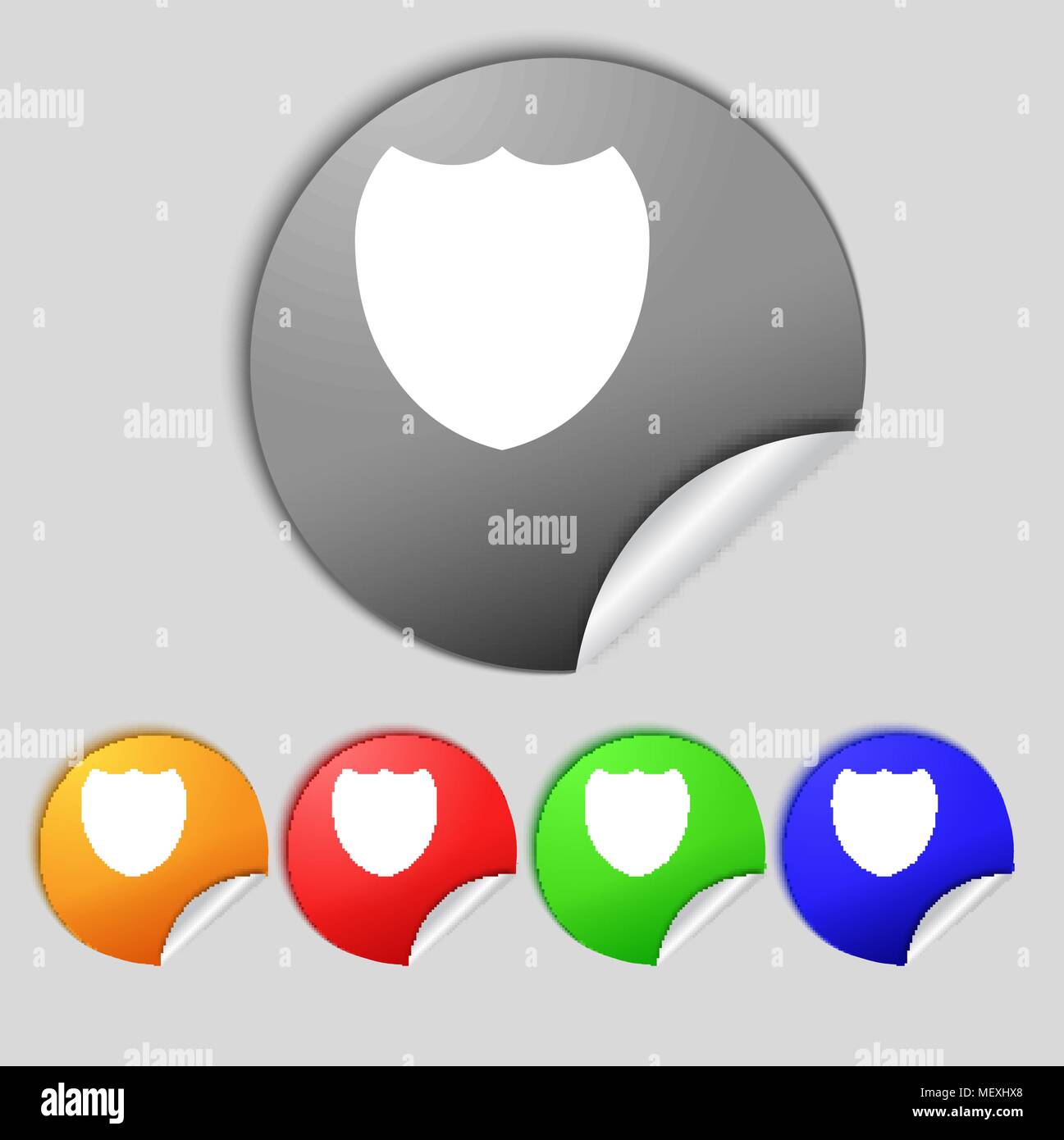 Shield sign icon. Protection symbol. Set colour buttons. Vector ...