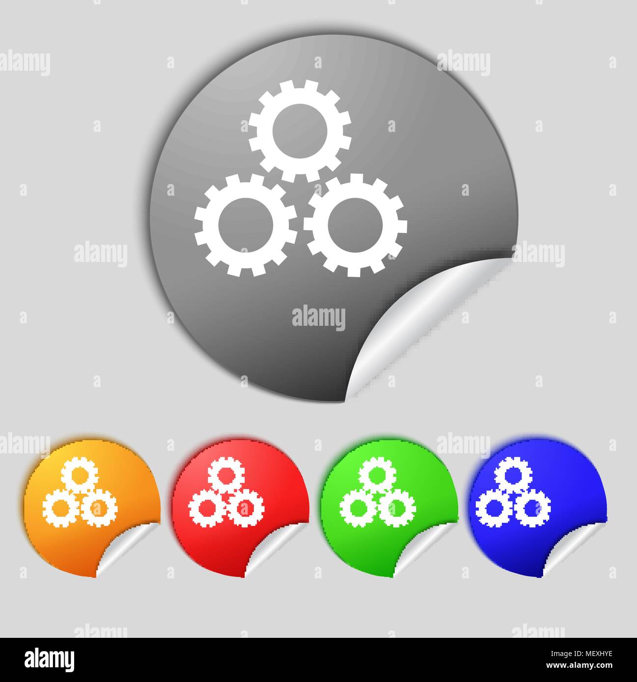 Cog settings sign icon. Cogwheel gear mechanism symbol. Set colourful ...