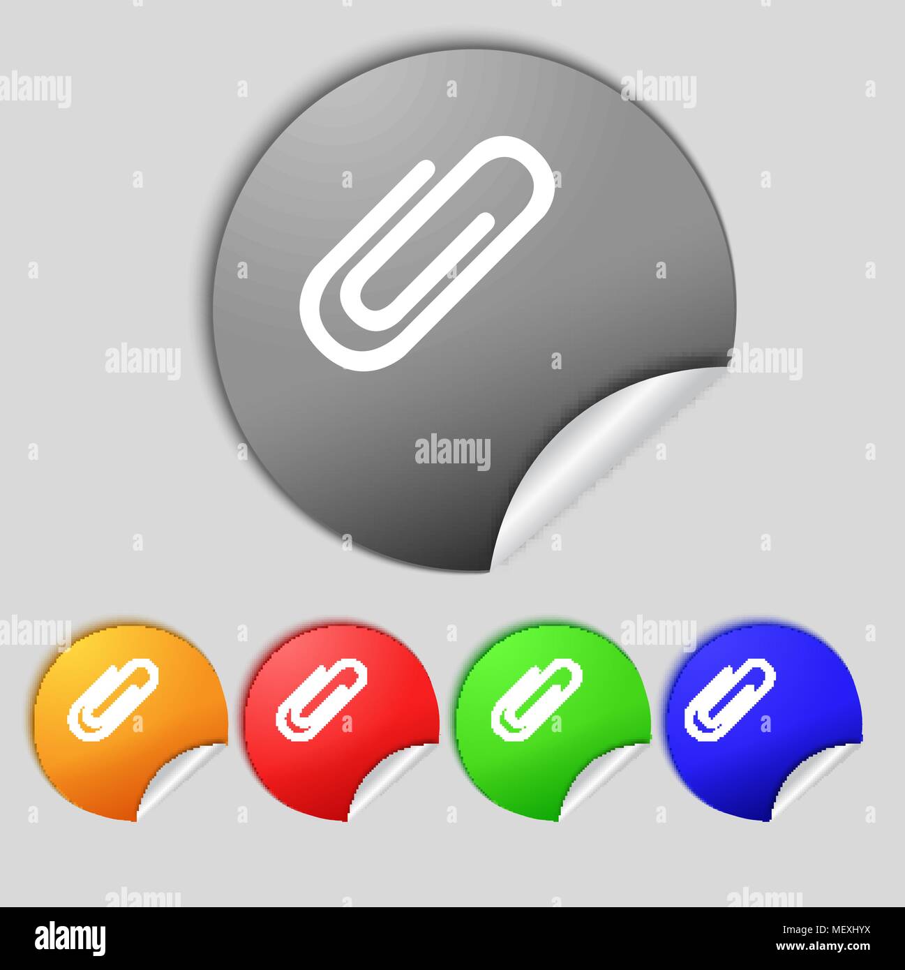 Paper clip sign icon. Clip symbol. Set colourful buttons. Vector ...