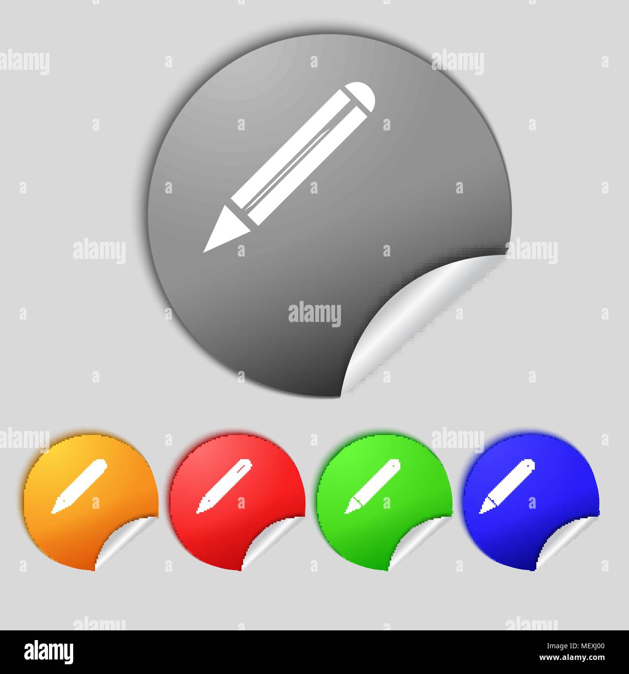 Pencil sign icon. Edit content button. Set colur buttons. Vector ...