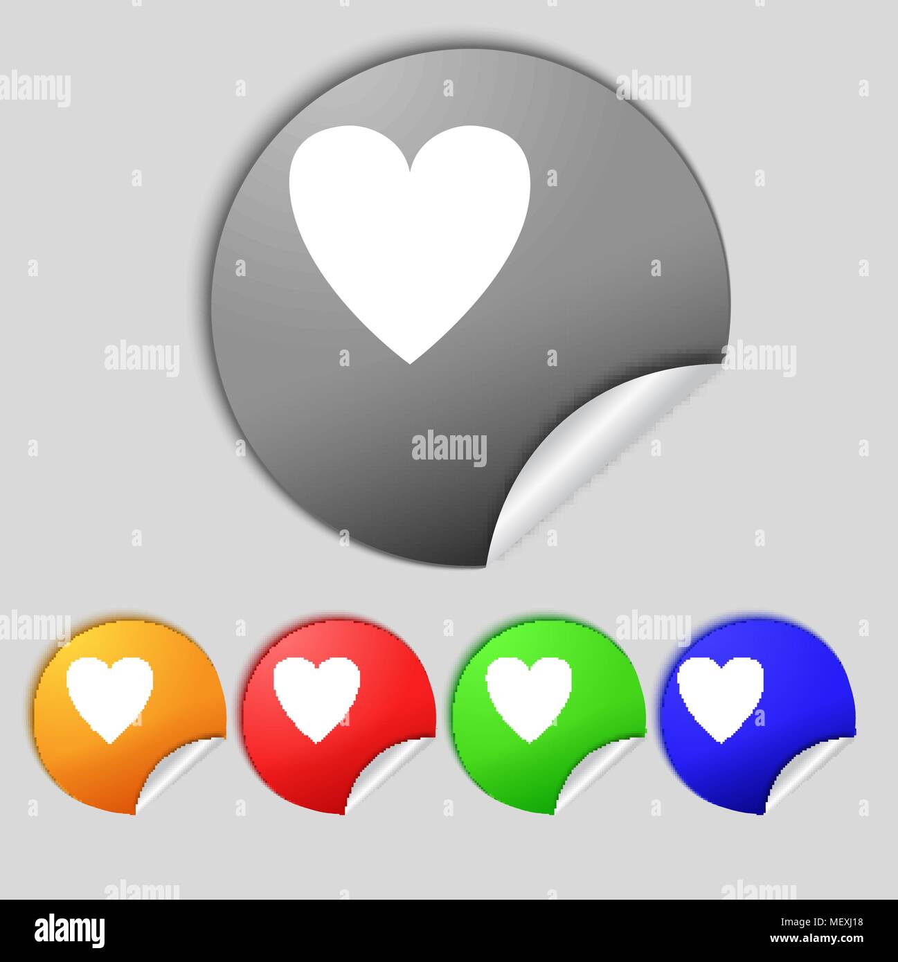 Heart sign icon. Love symbol. Set colur buttons. Vector illustration ...