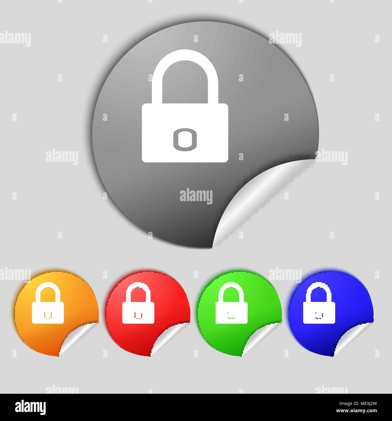 Lock sign icon. Locker symbol. Set colur buttons. Vector illustration ...