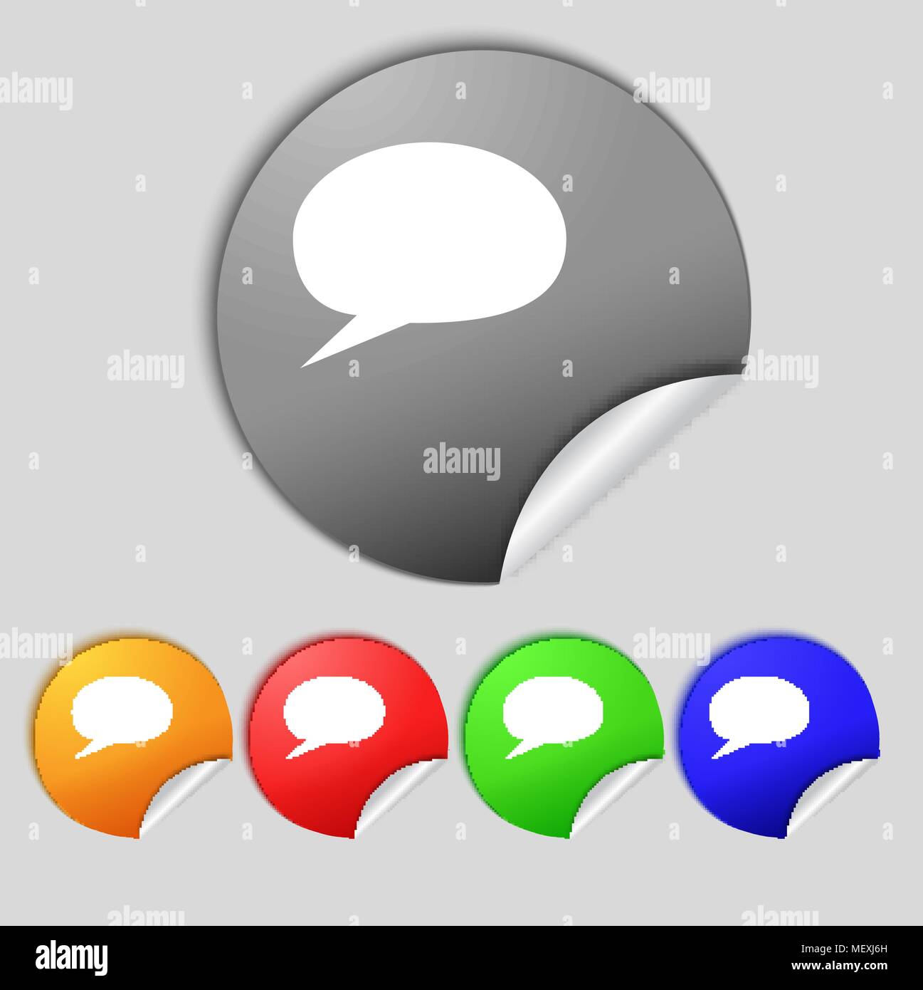 Speech bubble icons. Think cloud symbols. Set colourful buttons. Vector ...