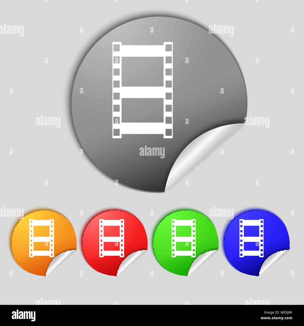 Video sign icon. Video frame symbol. Set colourful buttons. Vector ...