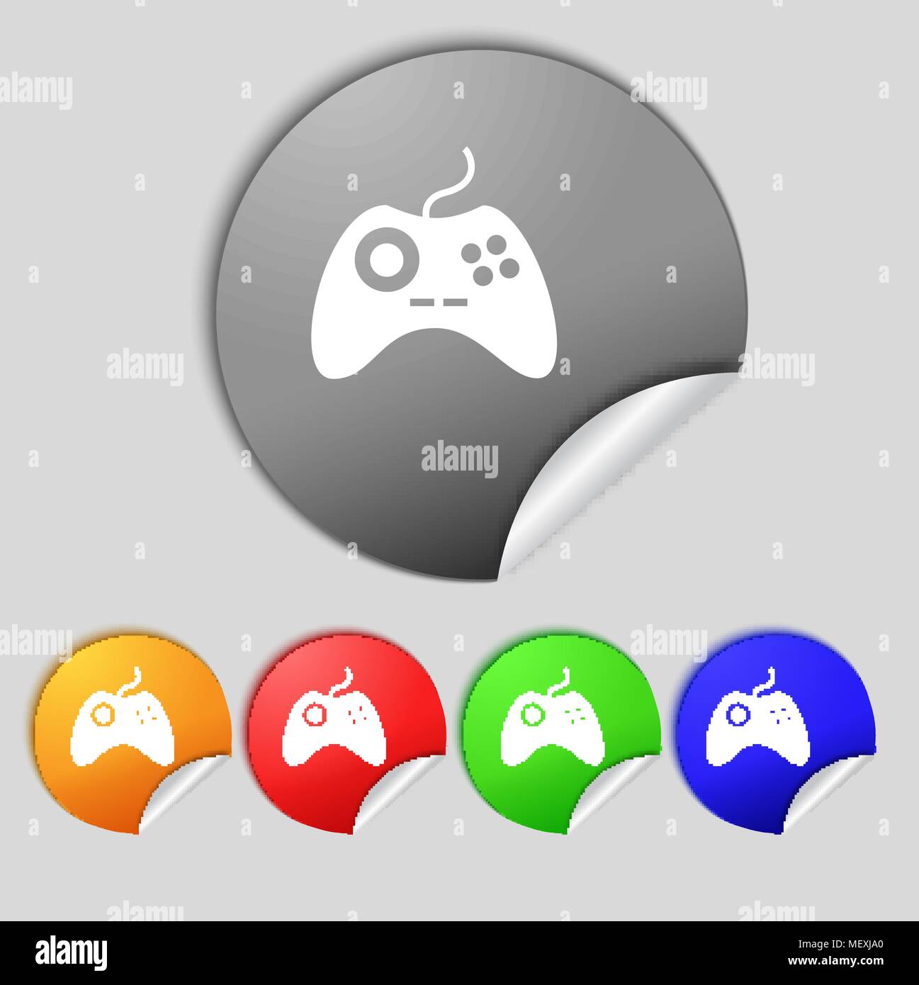 Joystick sign icon. Video game symbol. Set colourful buttons. Vector ...
