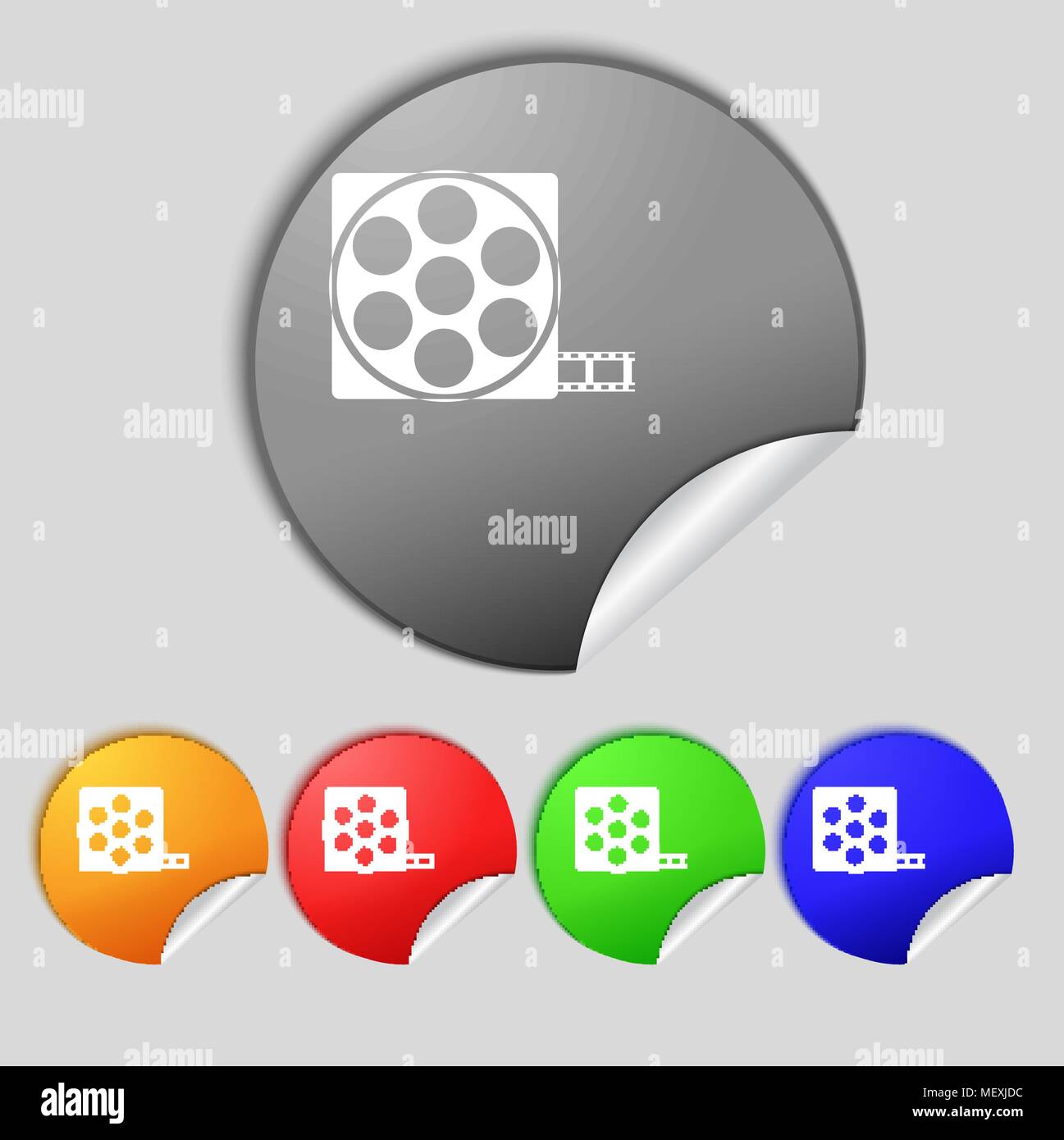 Video sign icon. frame symbol. Set colourful buttons. Vector ...