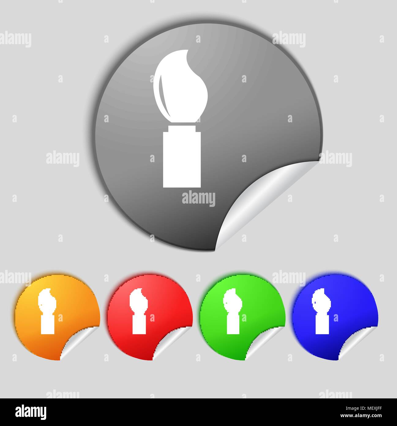 Paint brush sign icon. Artist symbol. Set of colored buttons. Vector ...