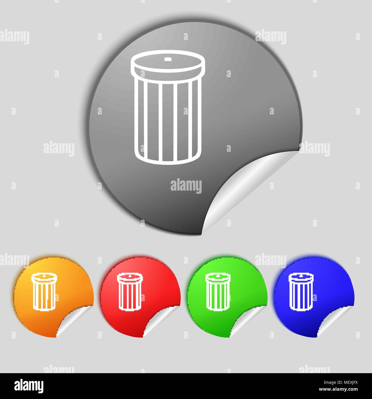 Recycle bin sign icon. Symbol. Set of colored buttons. Vector ...