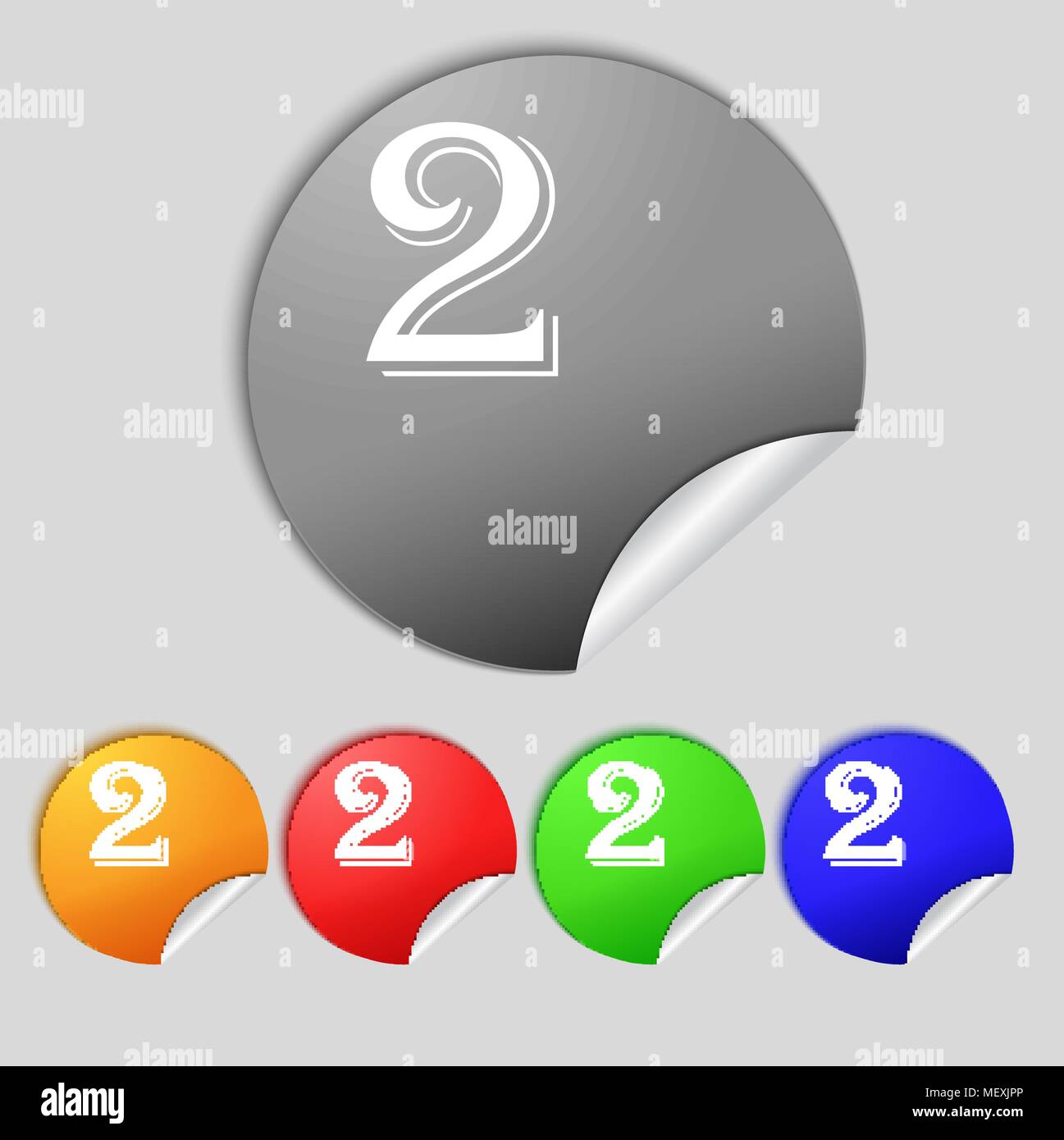 Second place award sign. Winner symbol. Step two. Set of coloured ...