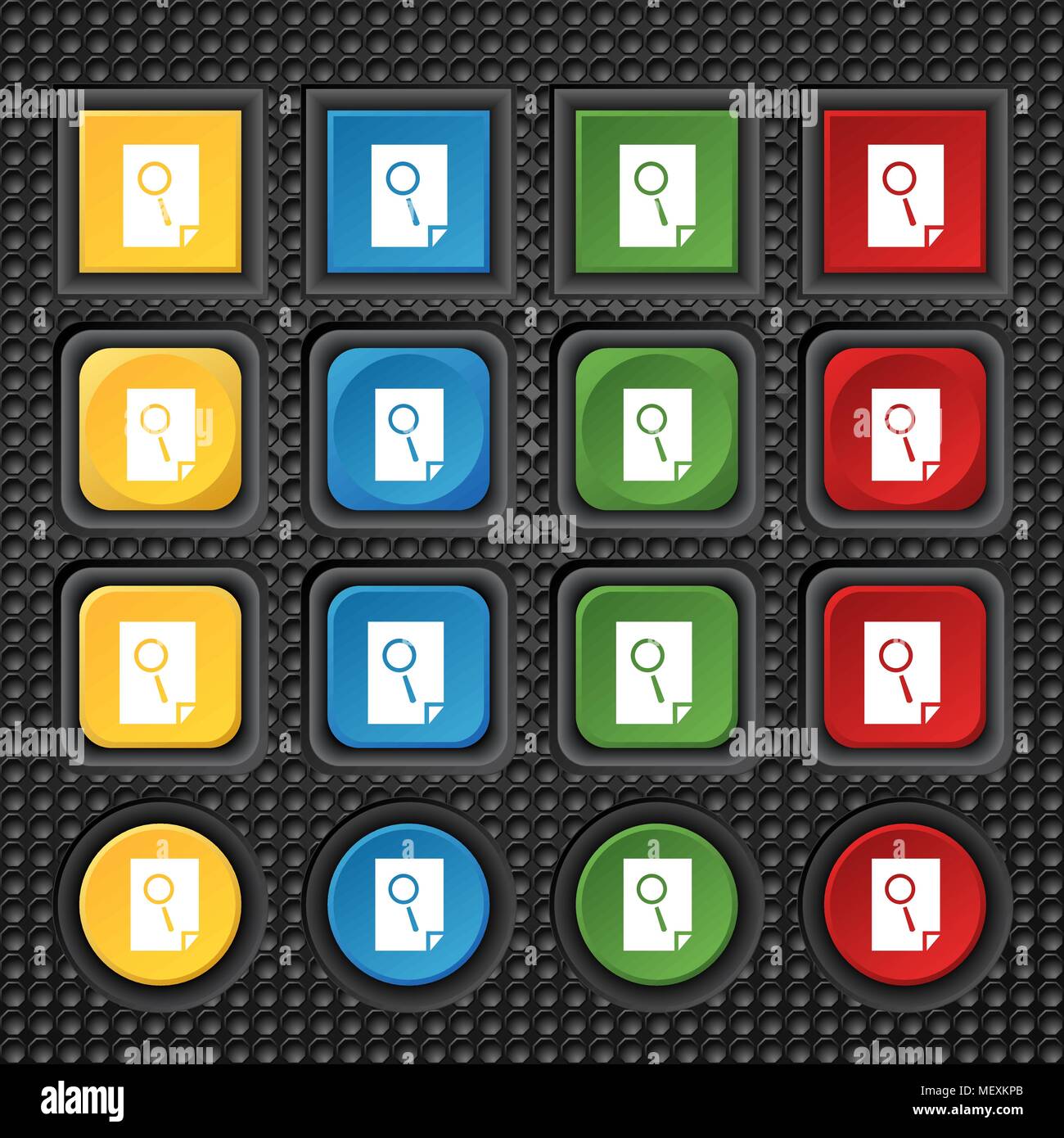 Search in file sign icon. Find in document symbol. Set of colored ...