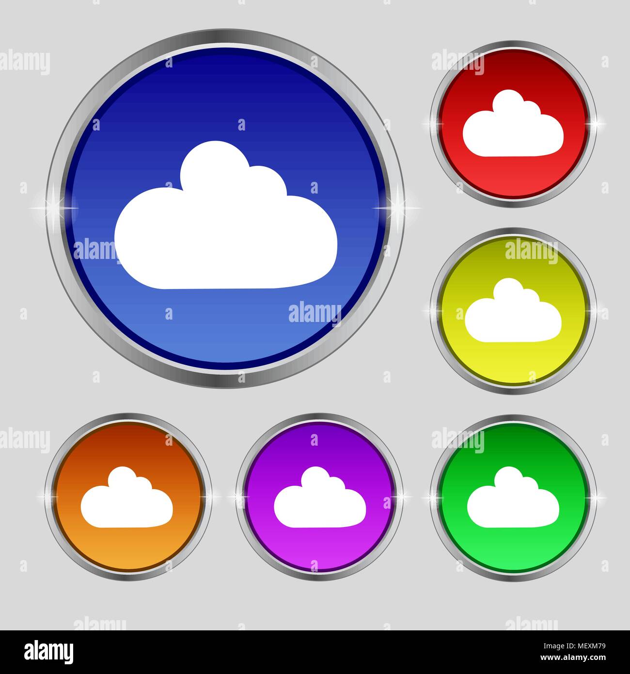 Cloud sign icon. Data storage symbol. Set colourful buttons. Vector ...