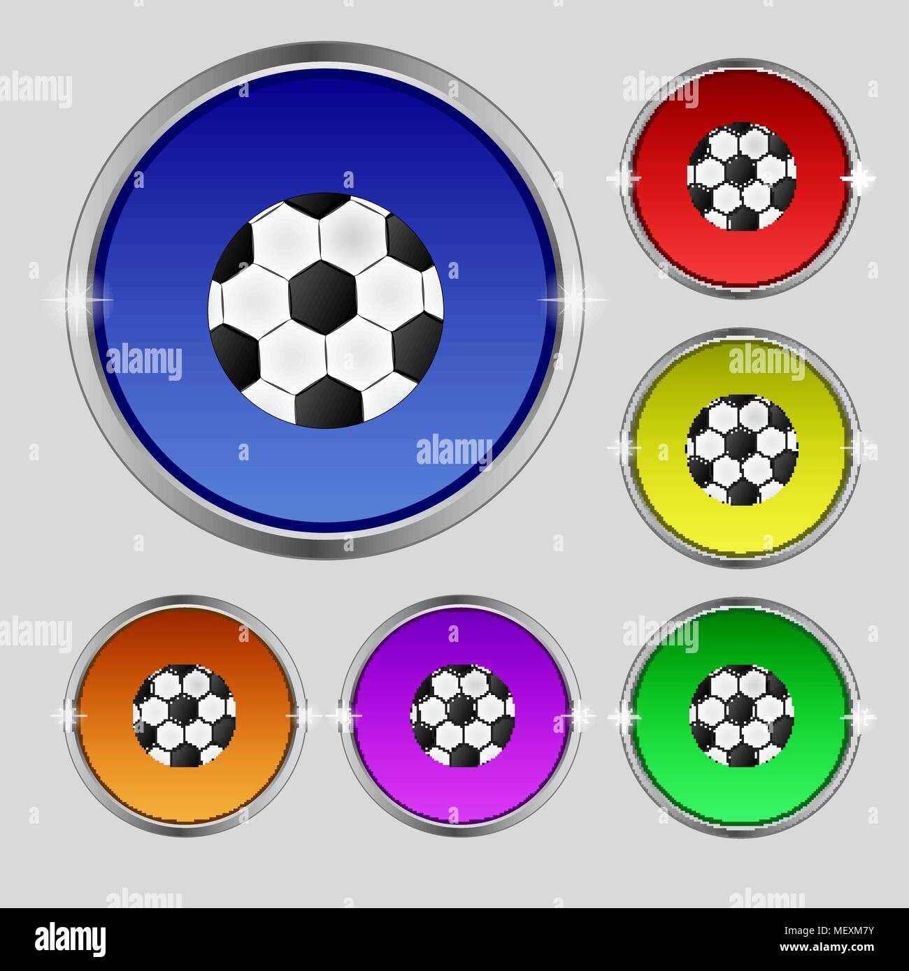 Football ball sign icon. Soccer Sport symbol. Set colourful buttons ...