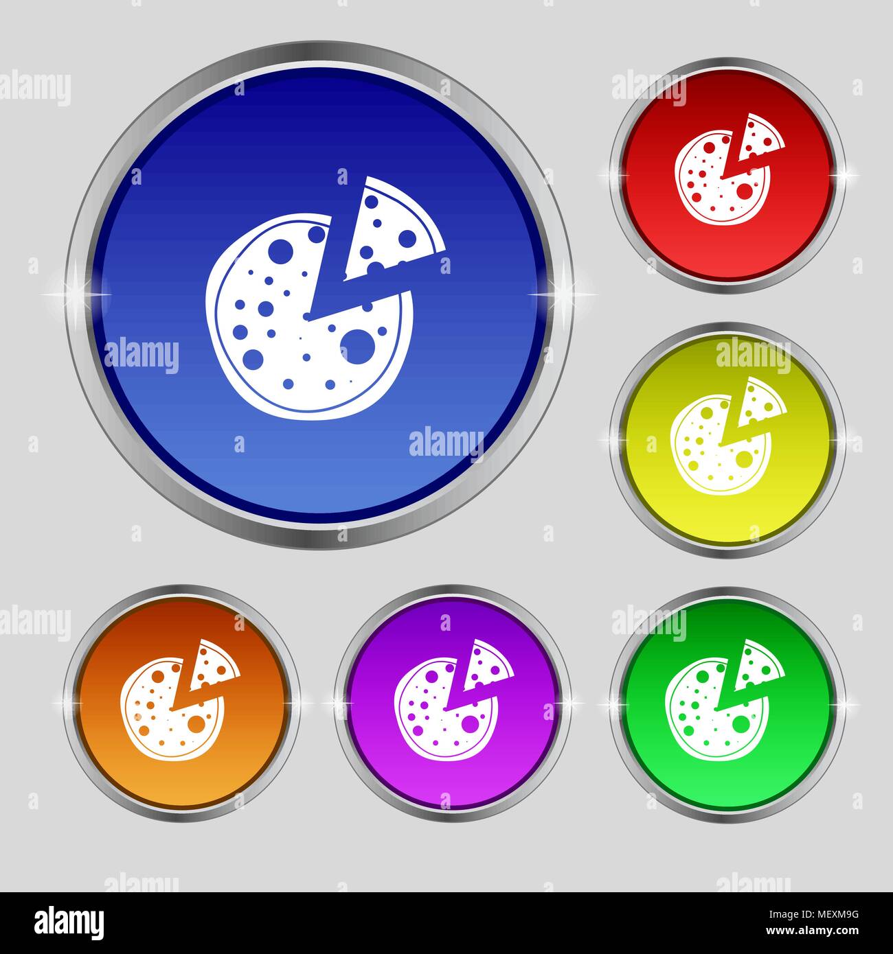 Pizza Icon. Set colourful buttons sign. Vector illustration Stock ...