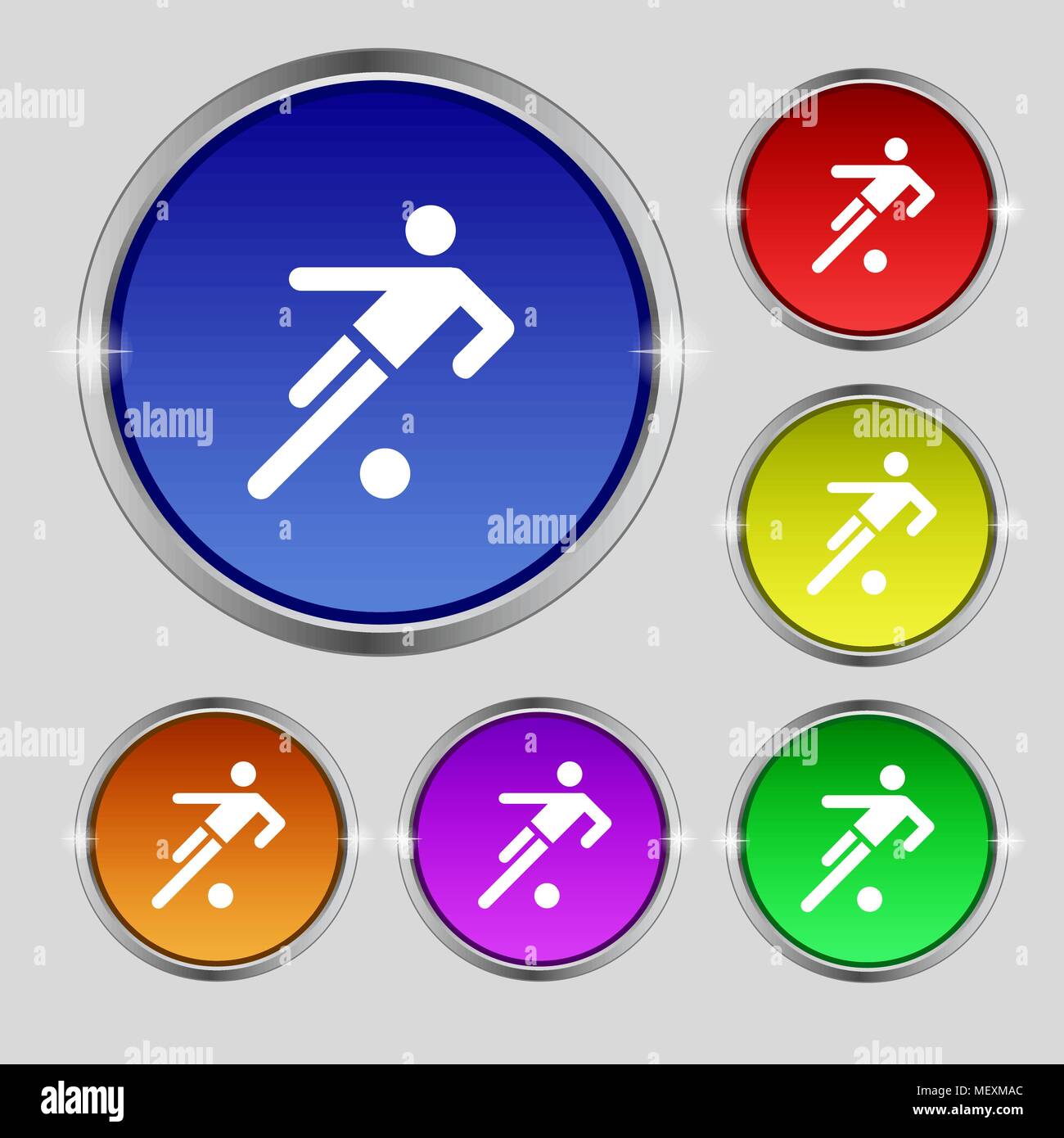 football player icon. Flat modern Set colourful web buttons. Vector ...