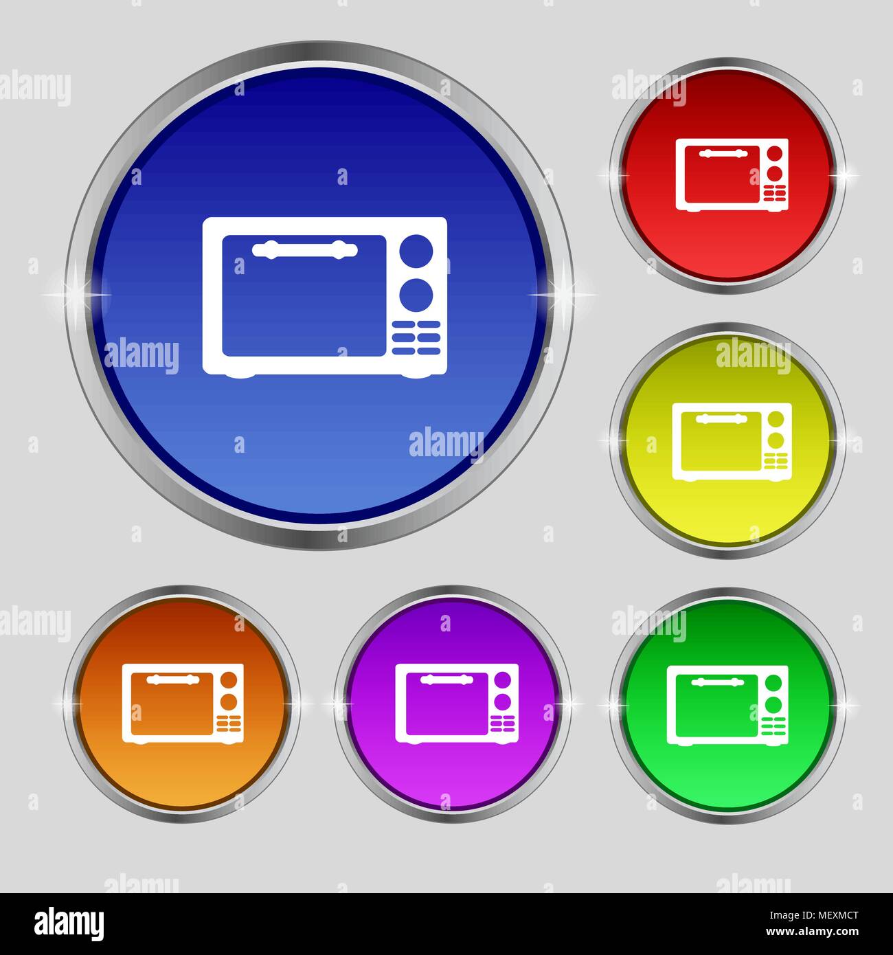 Microwave oven sign icon. Kitchen electric stove symbol. Set colourful ...