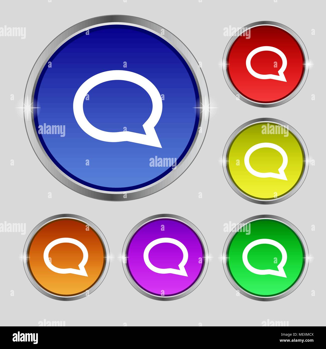 Speech bubble icons. Think cloud symbols. Set colourful buttons. Vector ...