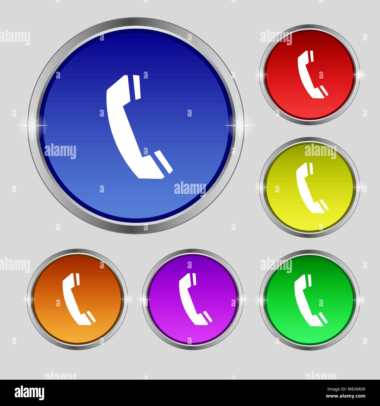 Phone sign icon. Support symbol. Call center. Set colourful buttons ...