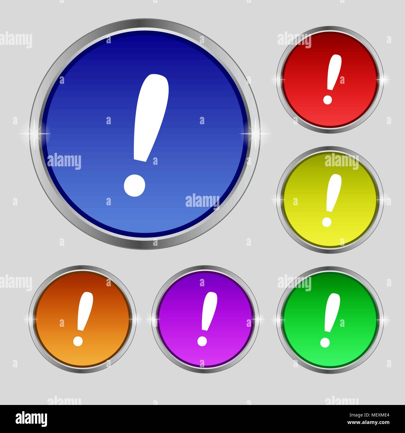Exclamation mark sign icon. Attention speech bubble symbol. Set ...