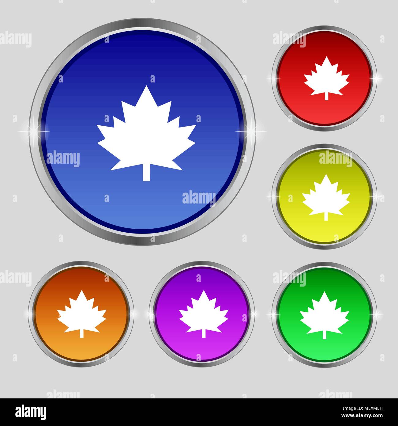 Maple leaf icon. Set colourful buttons. Vector illustration Stock ...