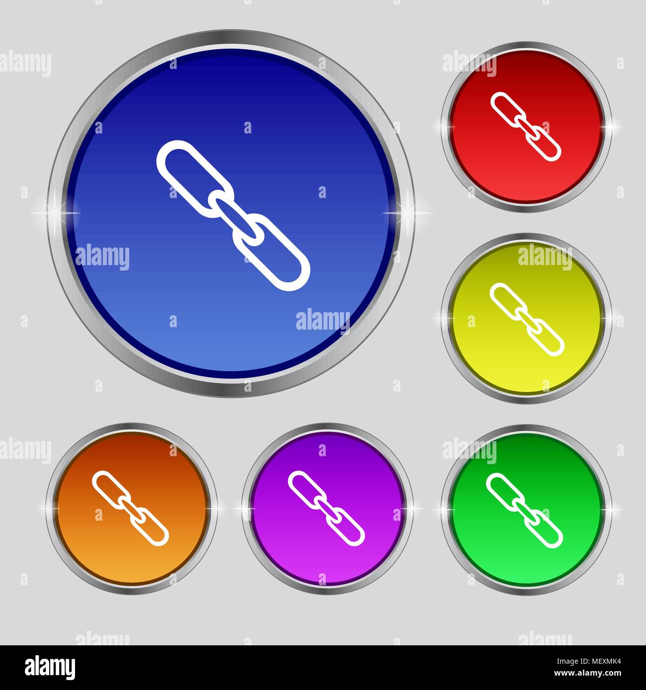 Link sign icon. Hyperlink chain symbol. Set colourful buttons. Vector ...
