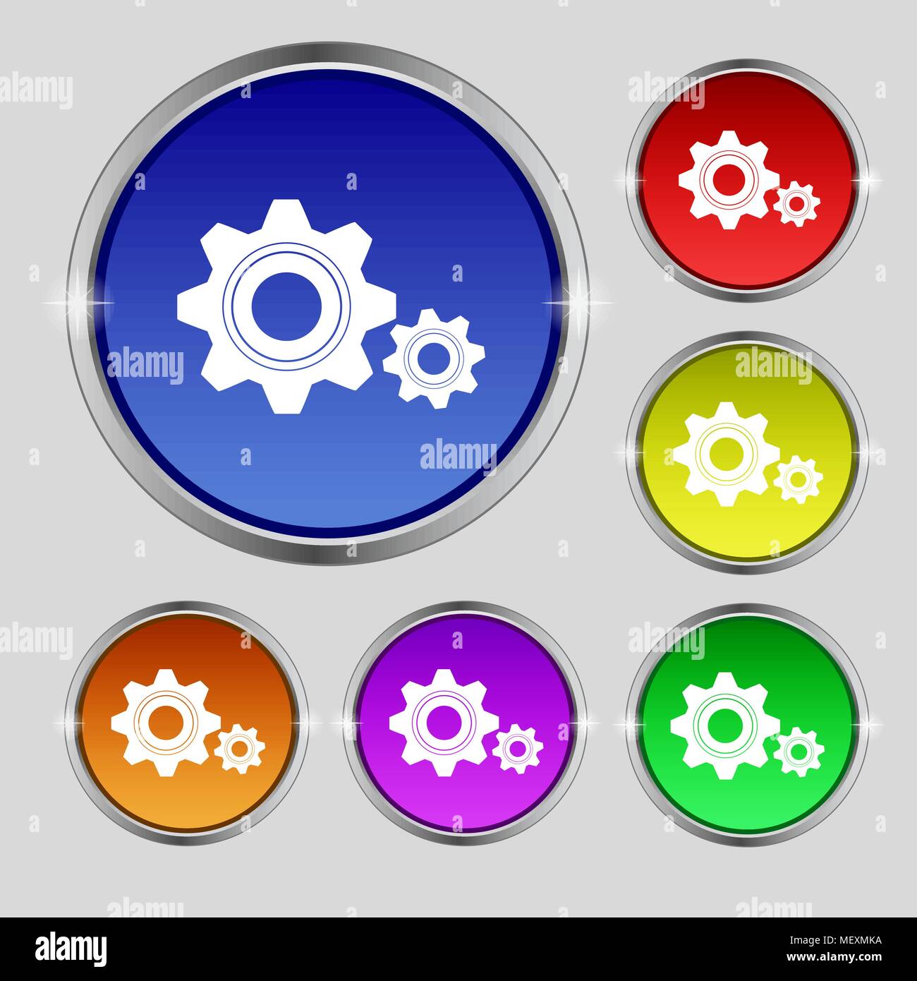 Cog settings sign icon. Cogwheel gear mechanism symbol. Set colourful ...