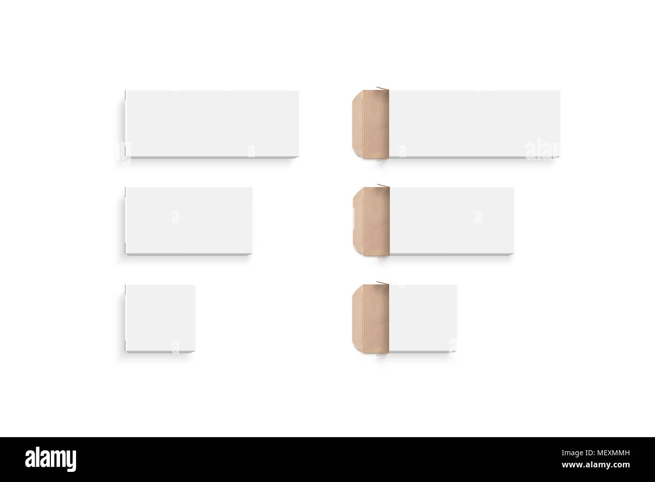 Blank white boxes mock ups different size set, isolated, 3d rendering ...