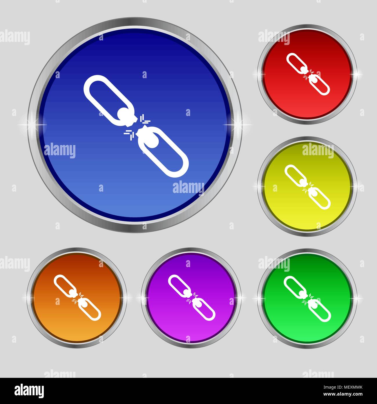 Broken connection flat single icon.Set colur buttons. Vector ...