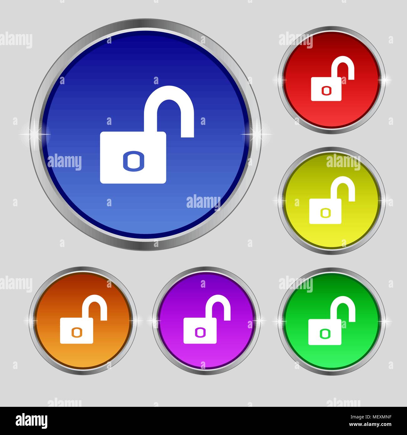 Lock sign icon. Locker symbol. Set colur buttons. Vector illustration ...
