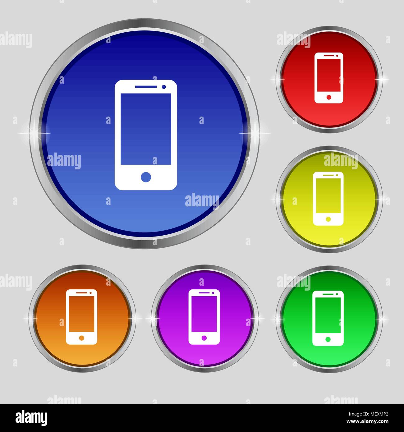 Smartphone sign icon. Support symbol. Call center. Set colur buttons ...