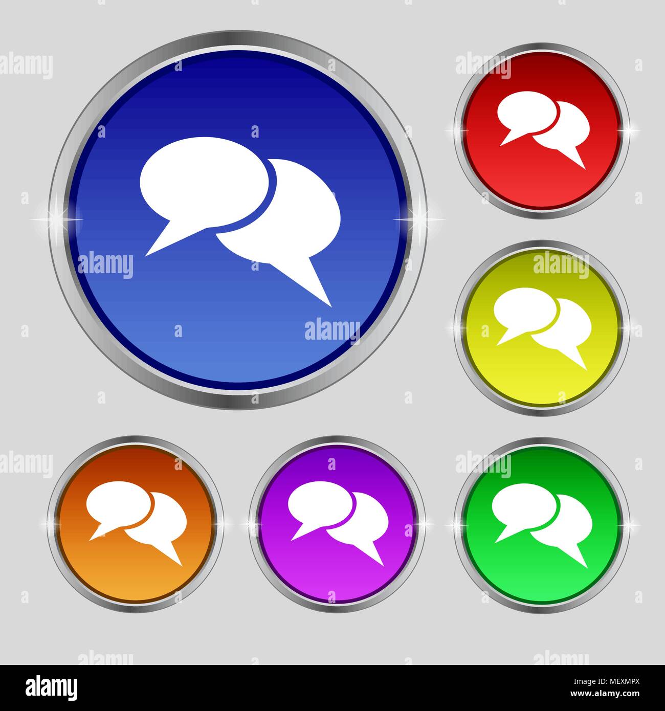 Speech bubble icons. Think cloud symbols. Set colourful buttons. Vector ...