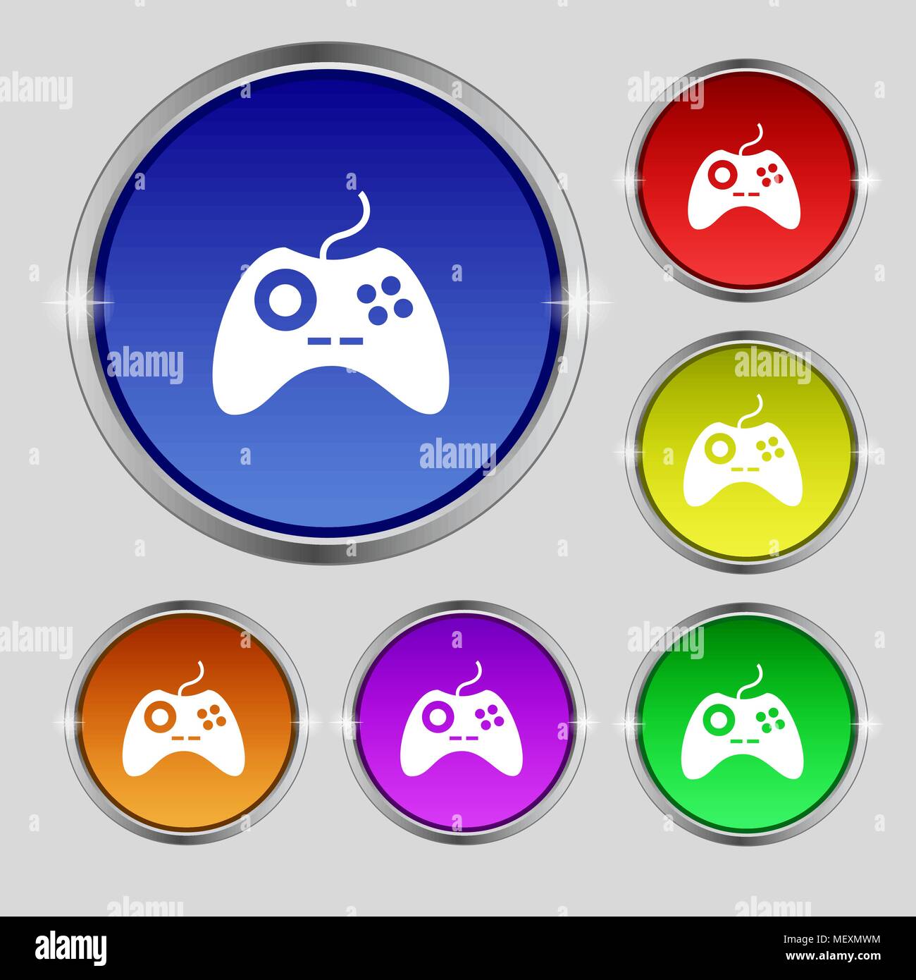 Joystick sign icon. Video game symbol. Set colourful buttons. Vector ...