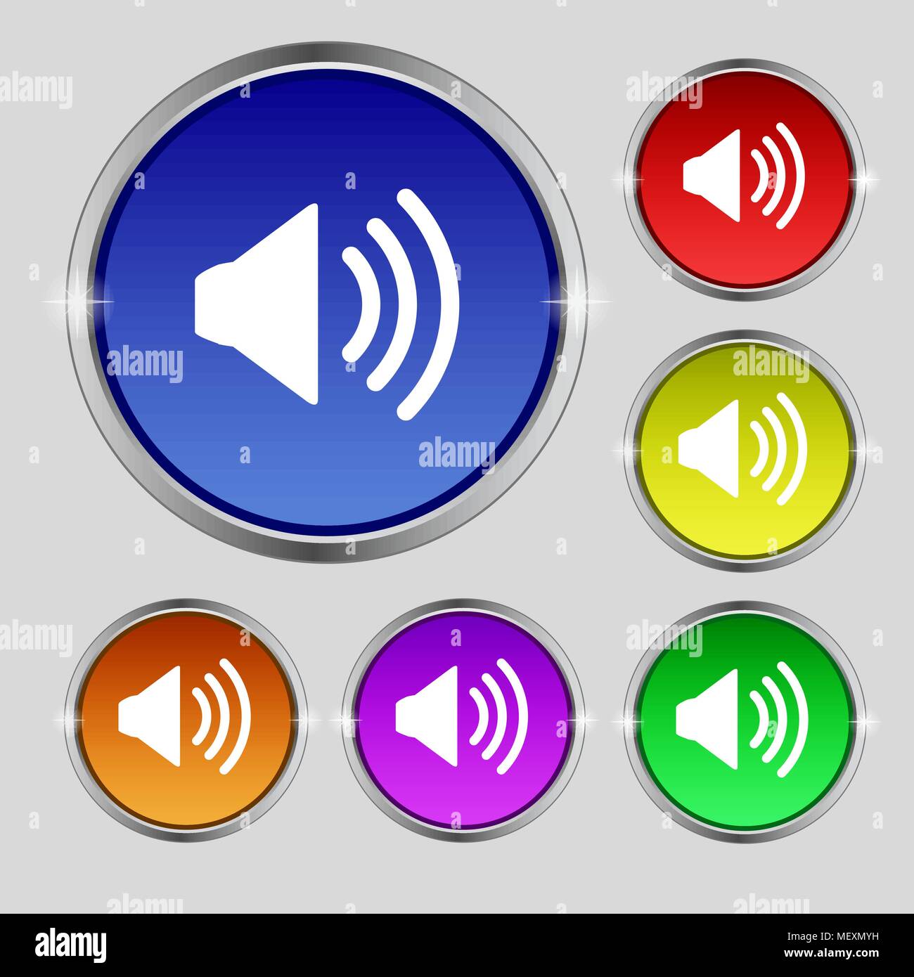 Speaker volume sign icon. Sound symbol. Set colour buttons. Vector ...