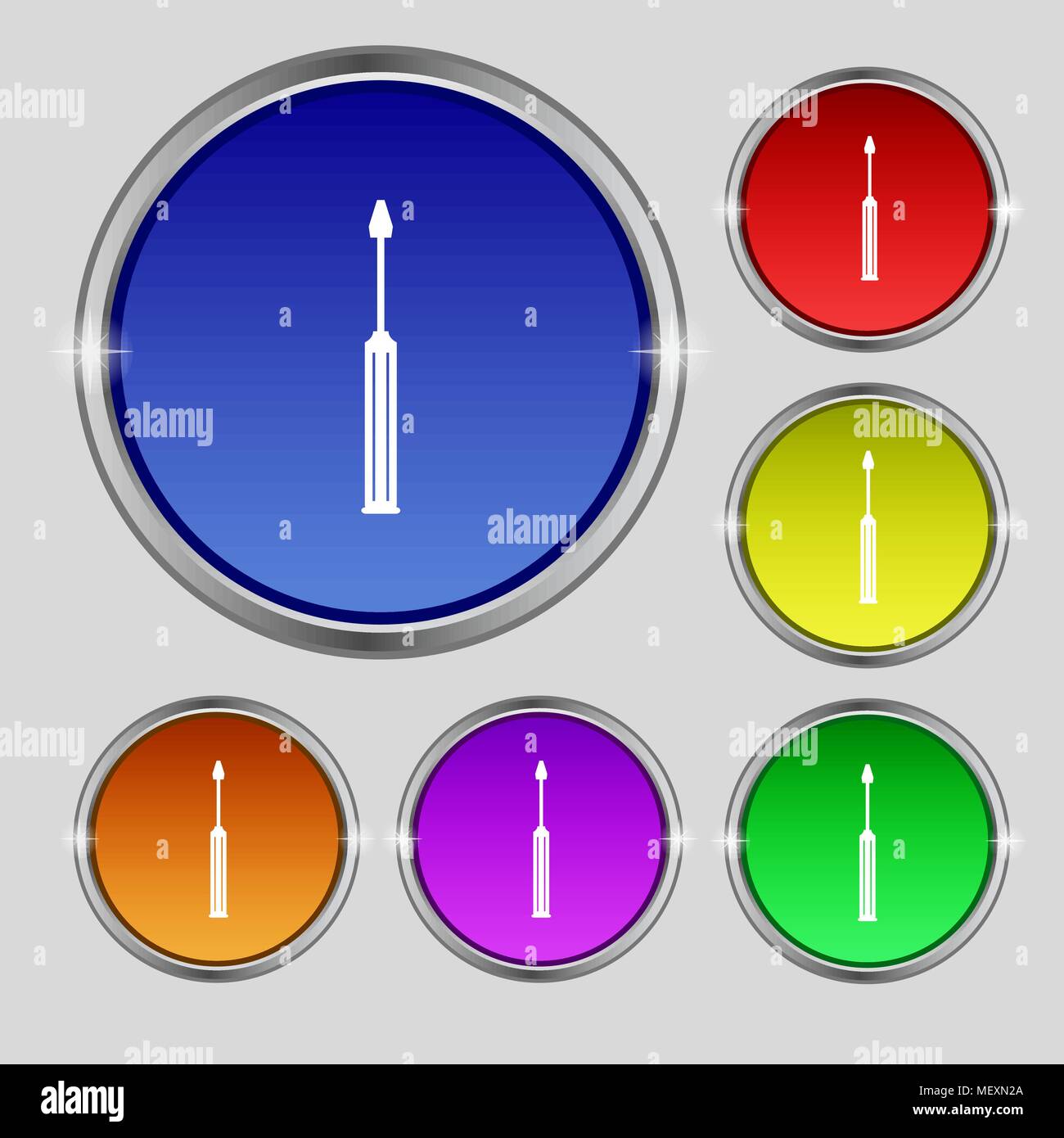 Screwdriver tool sign icon. Fix it symbol. Repair sign. Set of colored ...
