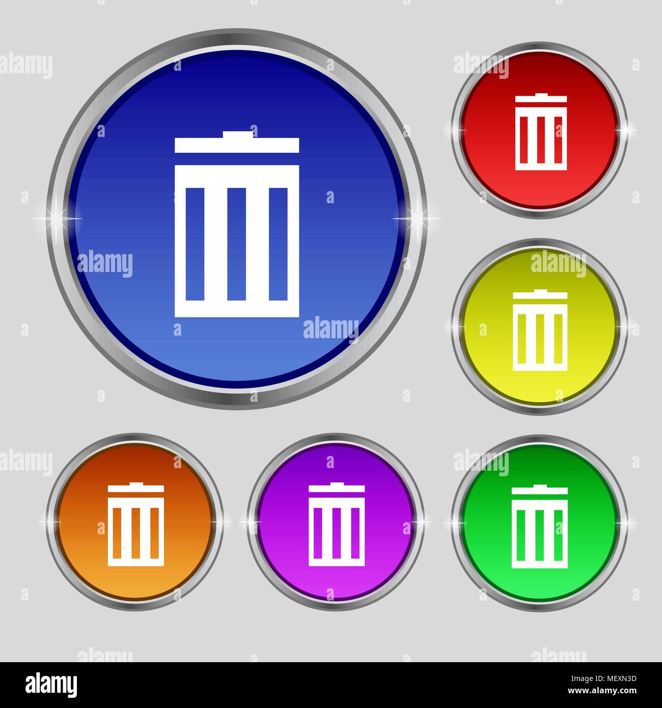Recycle bin sign icon. Symbol. Set of colored buttons. Vector ...