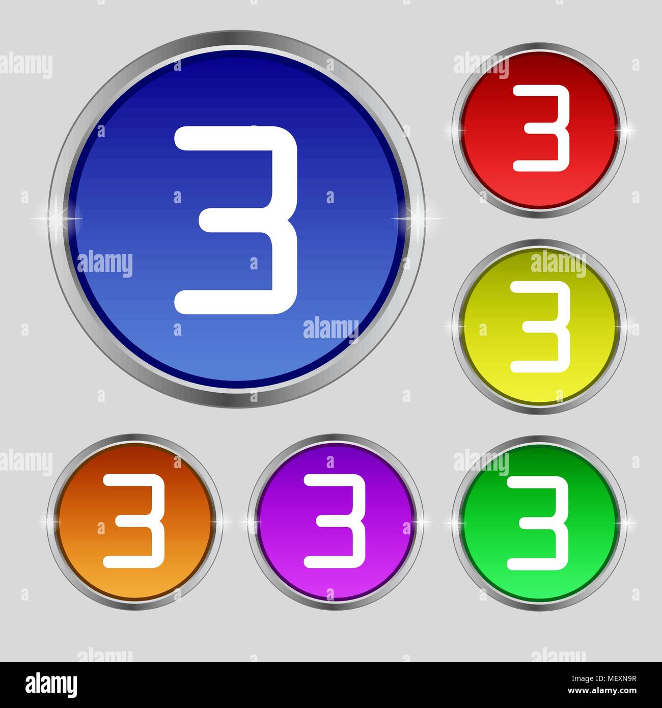 Third place award sign. Winner symbol. Step three. Set of coloured ...