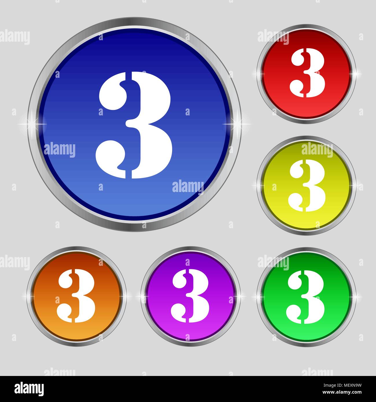 Third place award sign. Winner symbol. Step three. Set of coloured ...