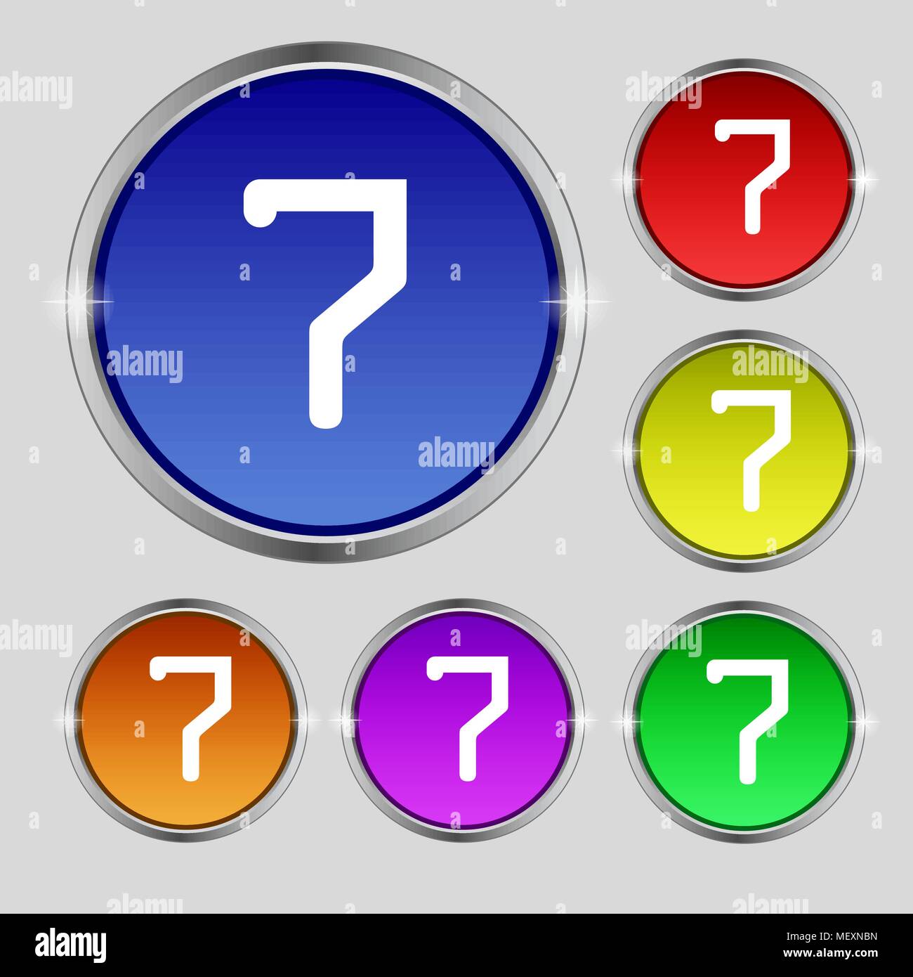 number seven icon sign. Set of coloured buttons. Vector illustration ...