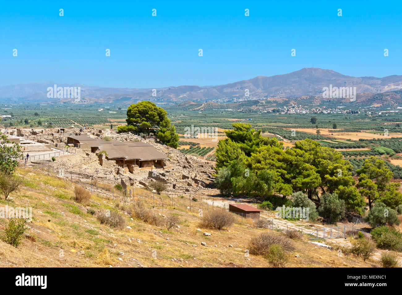 Archaeological site of Phaistos and Messara plain. Crete, Greece Stock ...