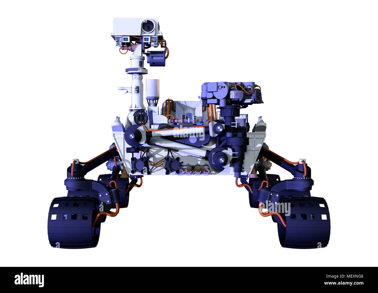 3D rendering of a Mars rover space vehicle isolated on white background ...