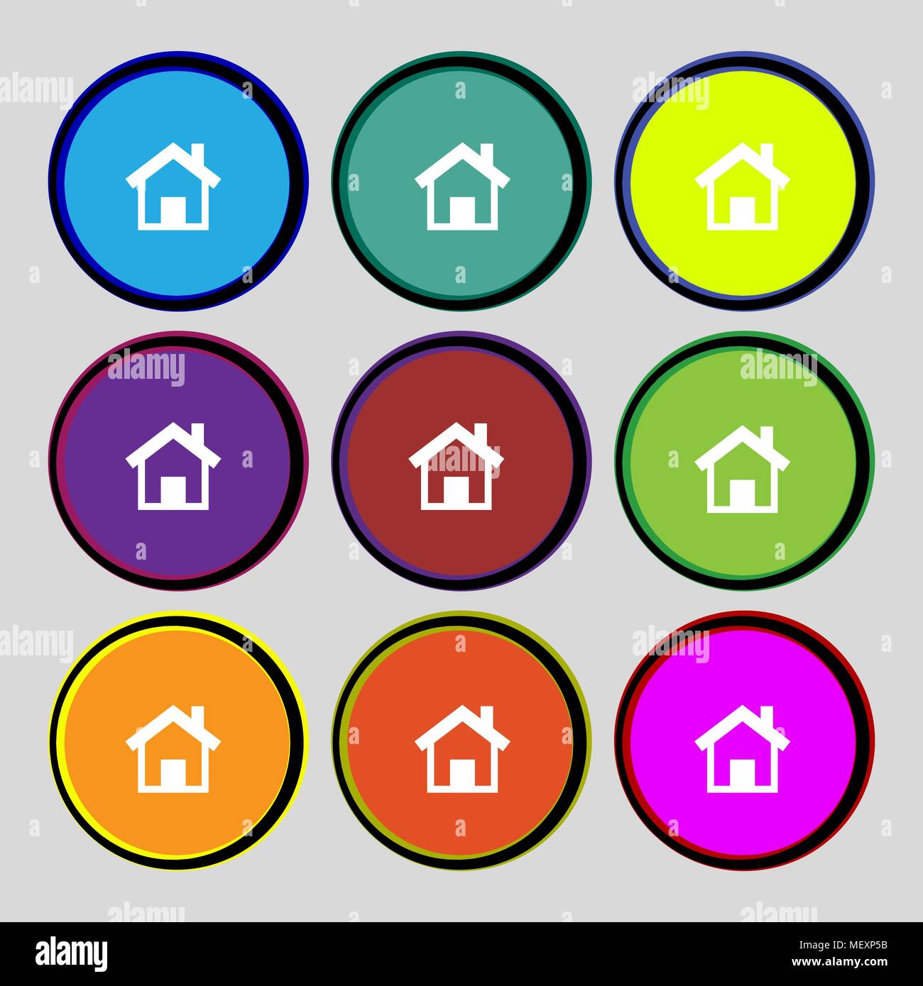Home sign icon. Main page button. Navigation symbol.Set colourful ...