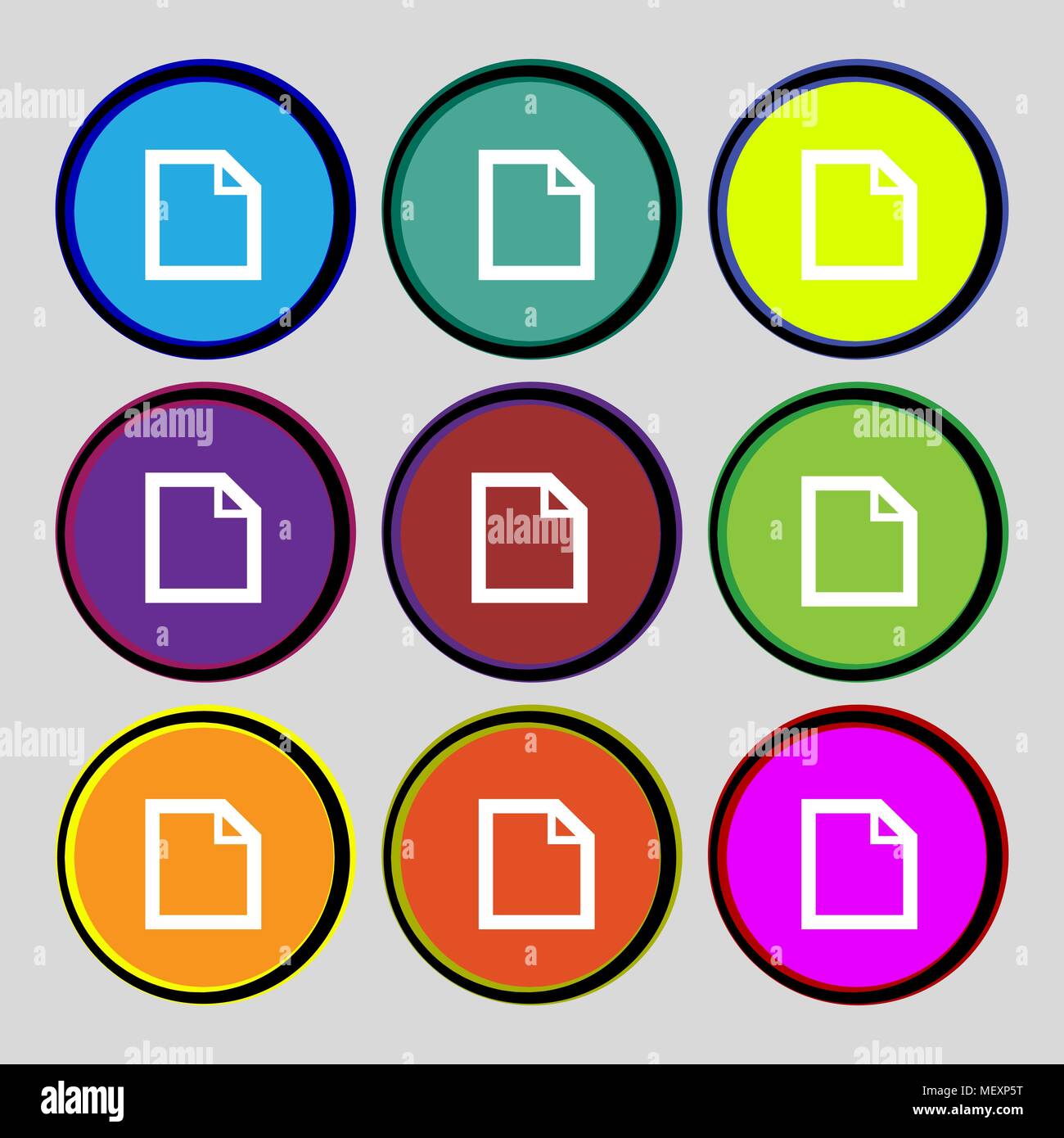 Edit document sign icon. content button. Set colourful buttons Modern UI website navigation ...
