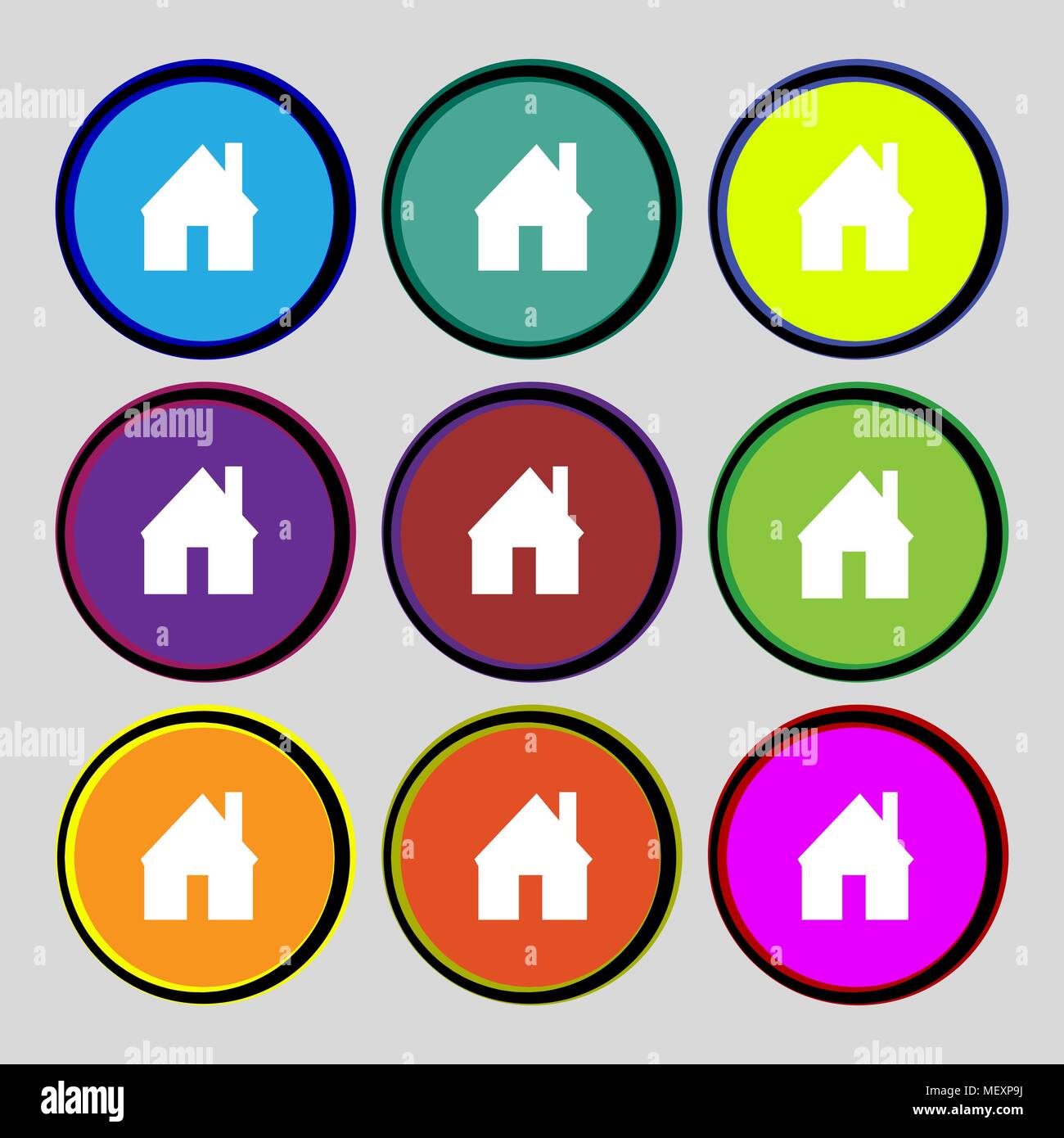 Home sign icon. Main page button. Navigation symbol. Set colourful ...